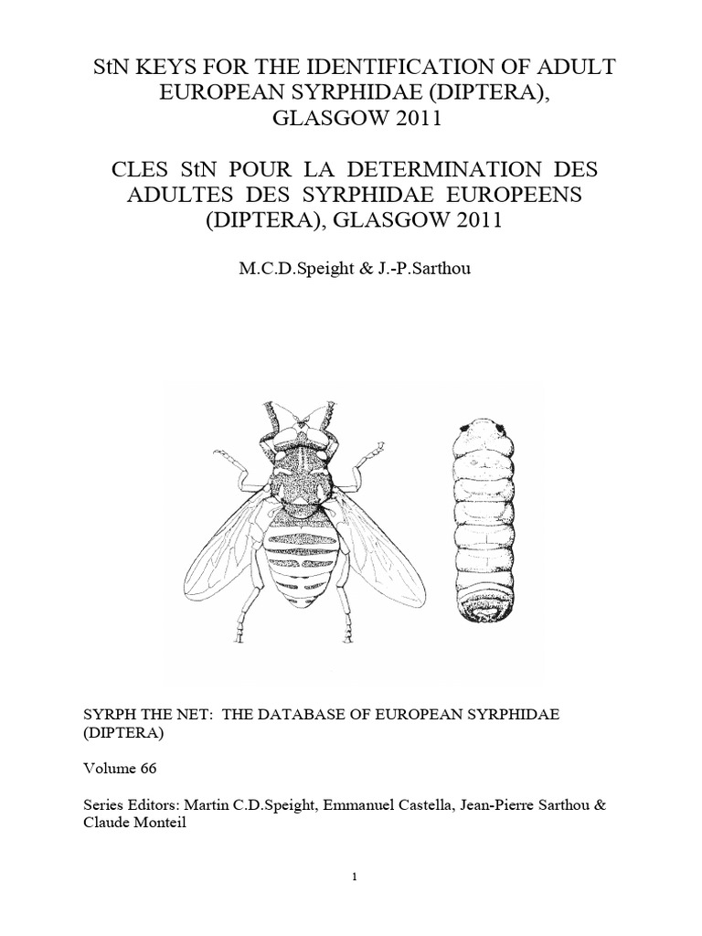European Syrphidae Identification Keys | PDF | Anatomical Terms Of ...