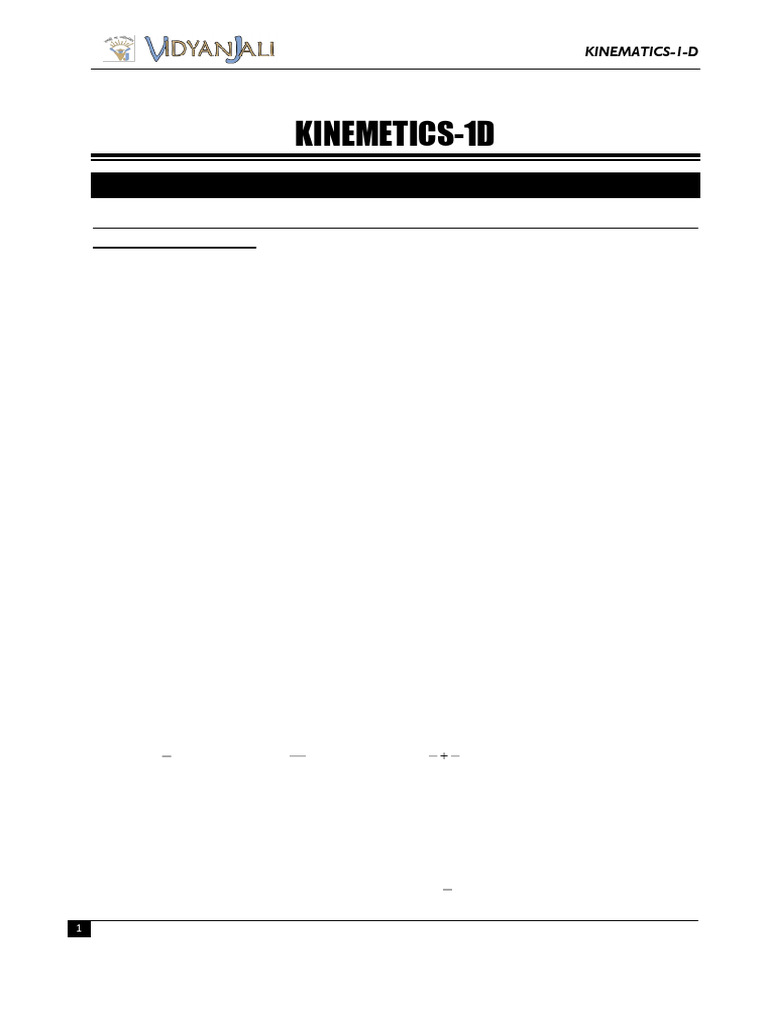 Physics Workbook: Kinematics 1D | PDF | Velocity | Speed