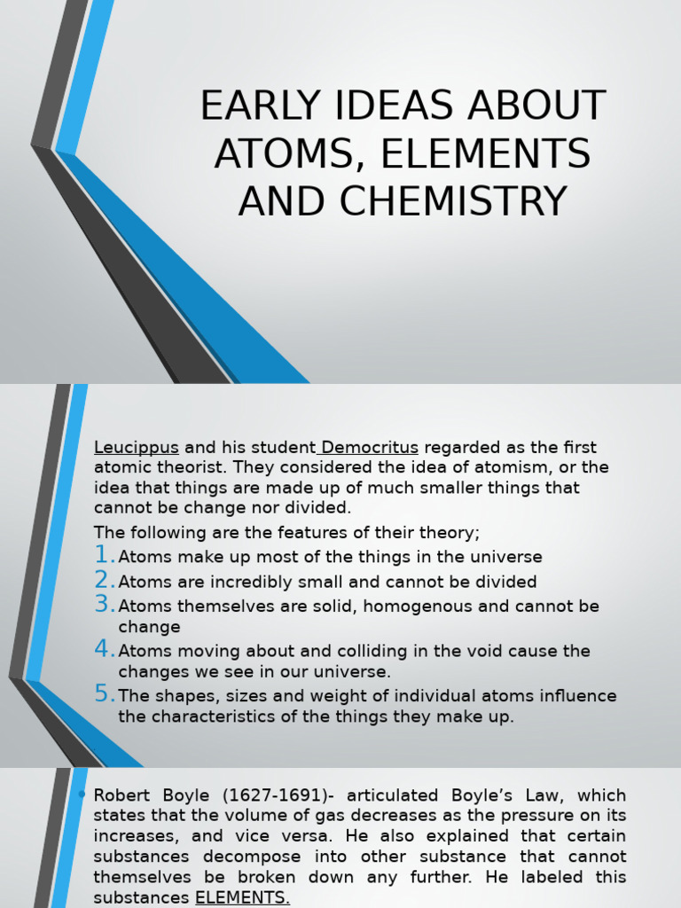 Early Ideas About Atoms Elements and Chemistry | PDF | Atoms | Atomic ...