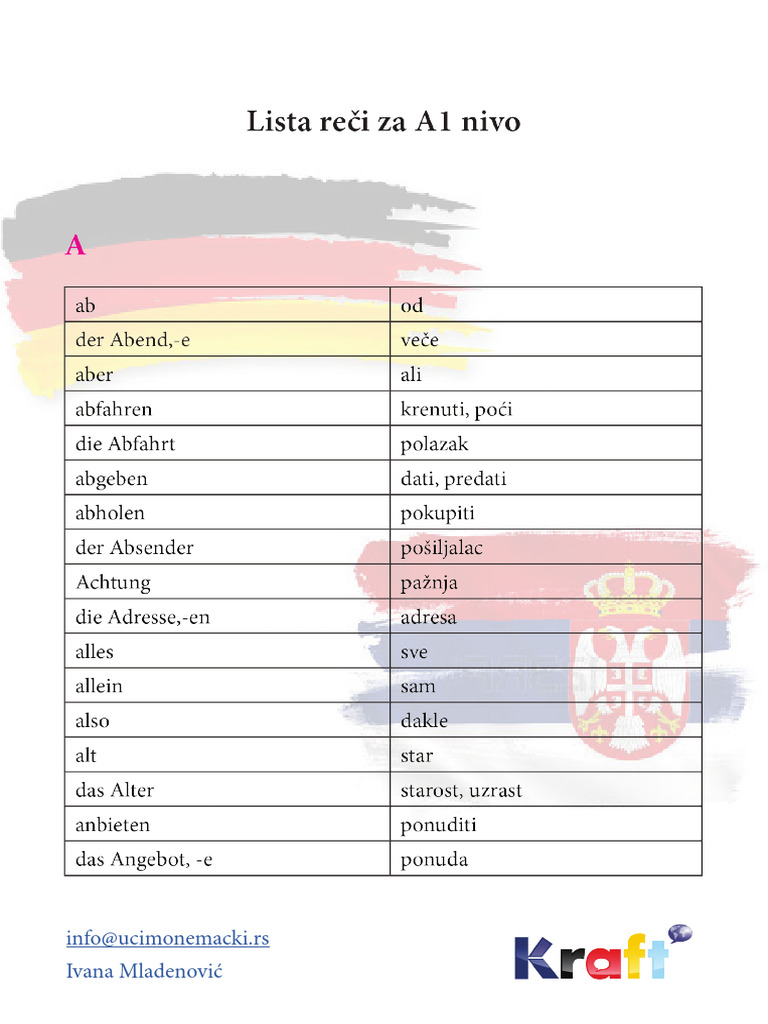 Njemacki Lista Rijeci A1 | PDF