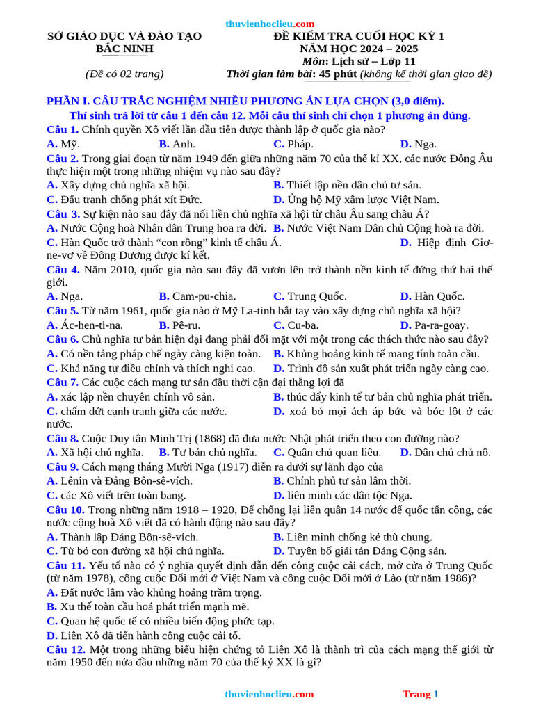 thuvienhoclieu.com-De-kiem-tra-cuoi-HK1-Lich-su-11-SO-GD-Bac-Ninh-24-25 | PDF