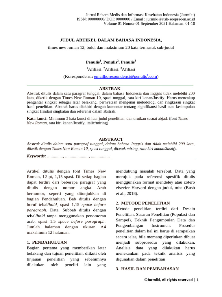 Template Manuskrip Jurmiki | PDF