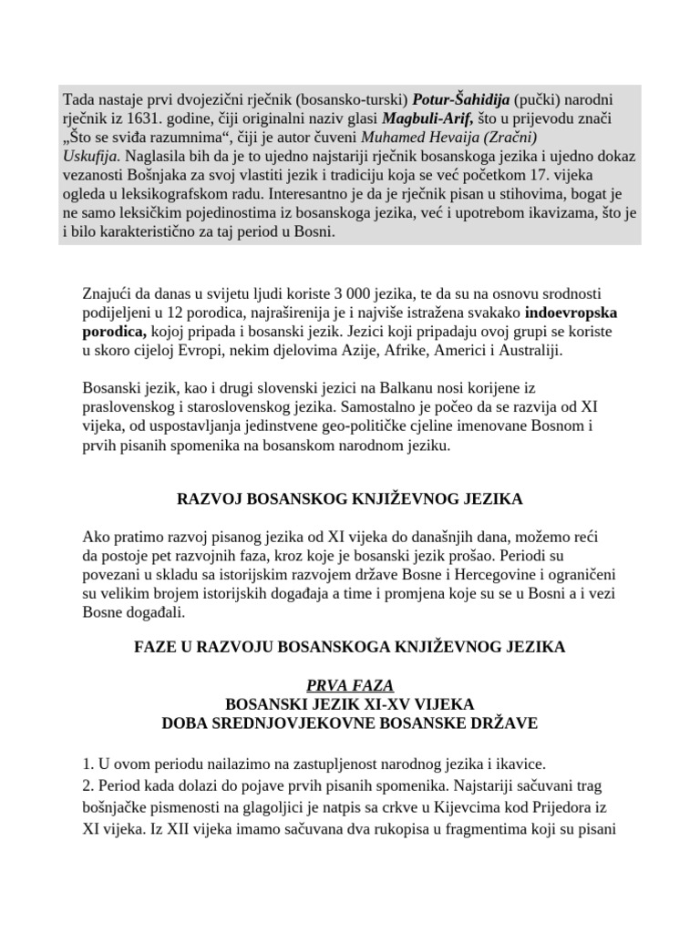 Razvoj bosanskog jezika 3 | PDF