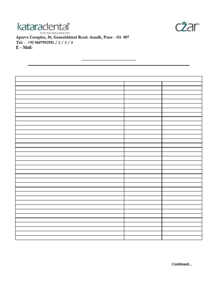 Dental Crown and Bridge Price List | PDF | Dental Implant | Dentures