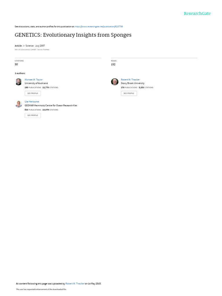 Taylor Thacker Hentschel Science 2007 | PDF | Hiv | Retrovirus