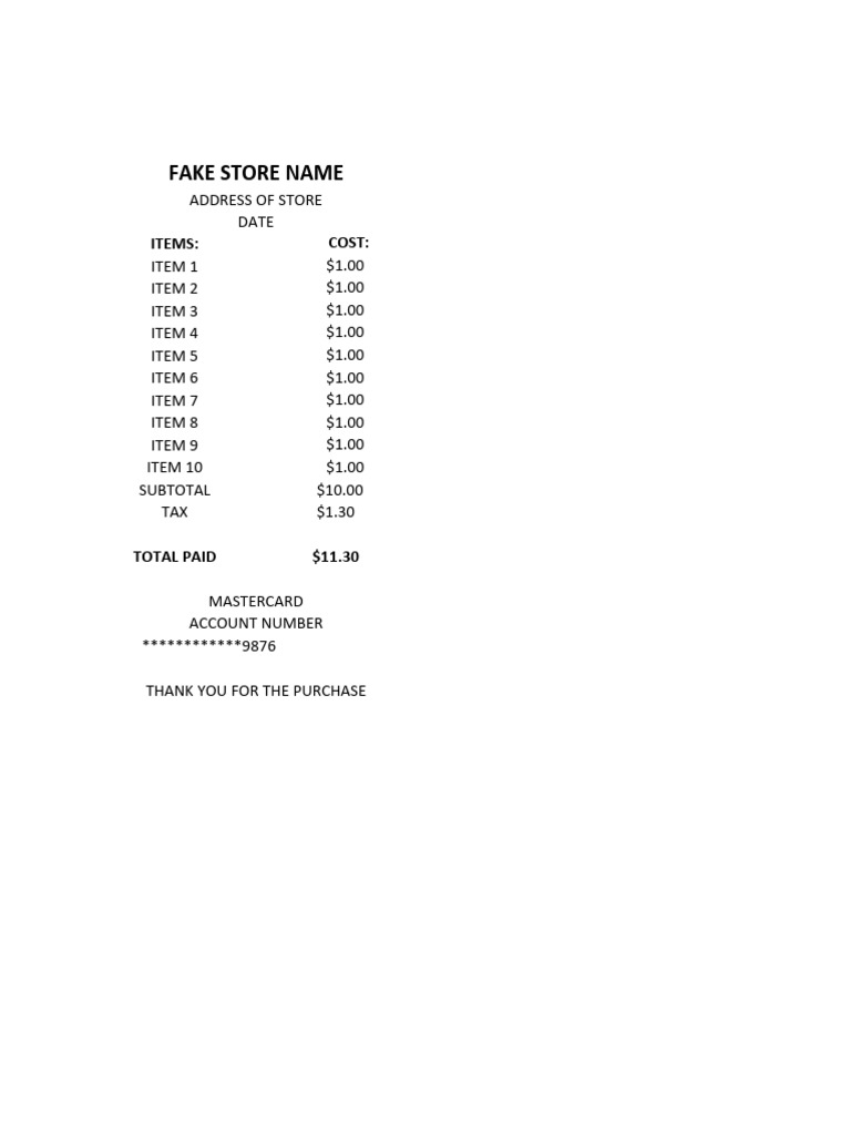 Nike Receipt Template Word | PDF