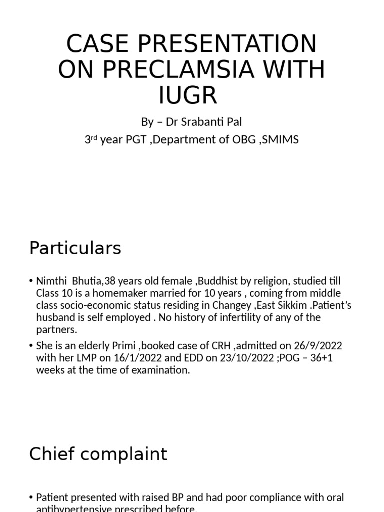 Case Presentation On Preclamsia With Iugr | PDF | Medical Specialties | Clinical Medicine