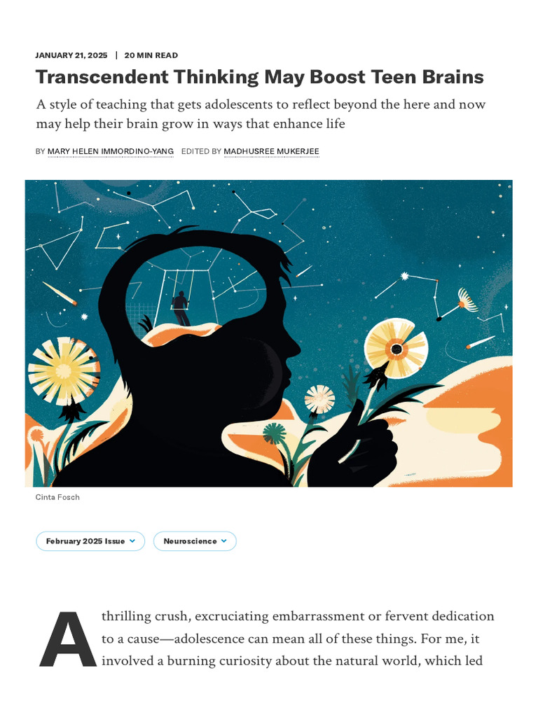 Transcendent Thinking Boosts Teen Brains in Ways That Enhance Life ...