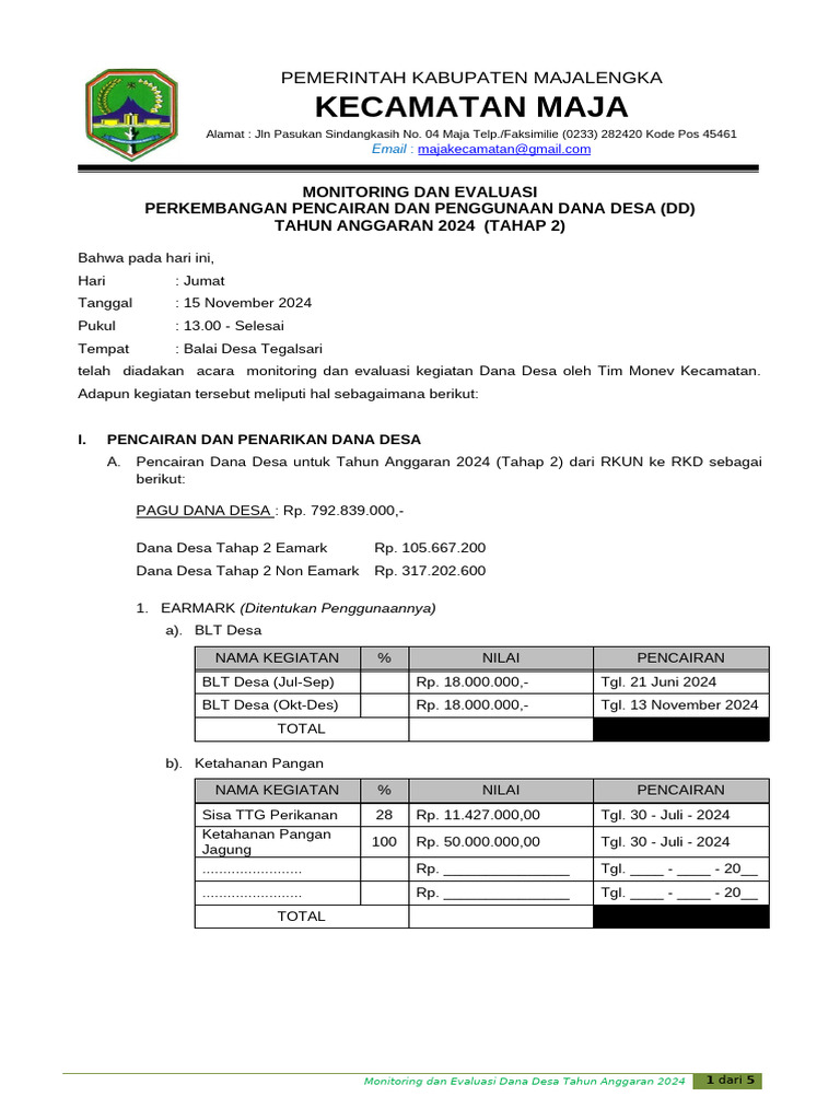 Form_Monev DD 2024 (Tahap 2) | PDF