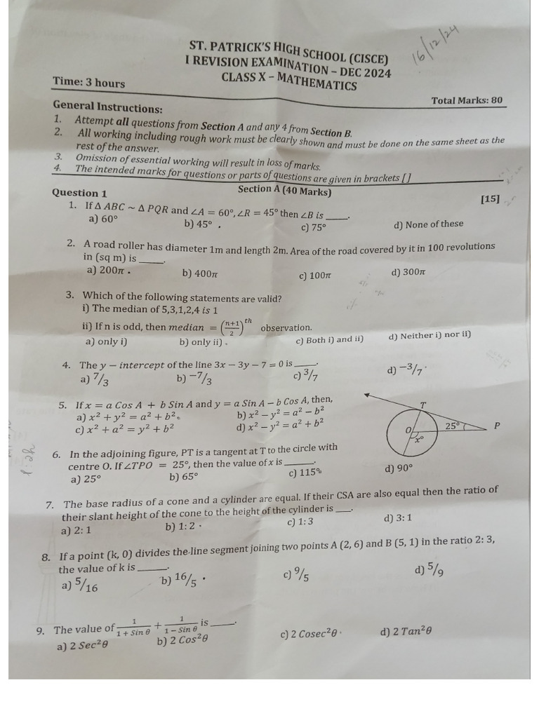 Maths Revision 1 | PDF