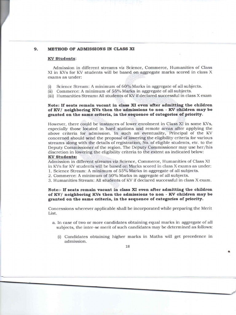 Adm guidelines class XI 2021-22 | PDF