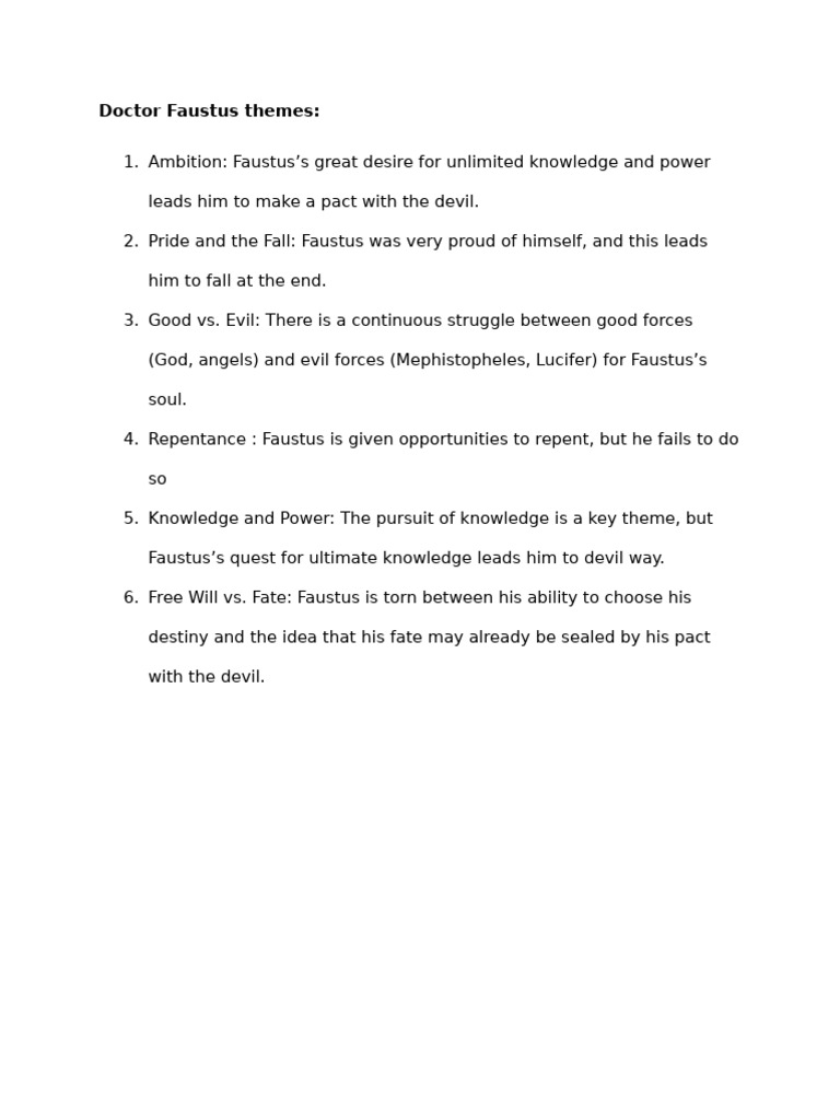Doctor Faustus Themes | PDF
