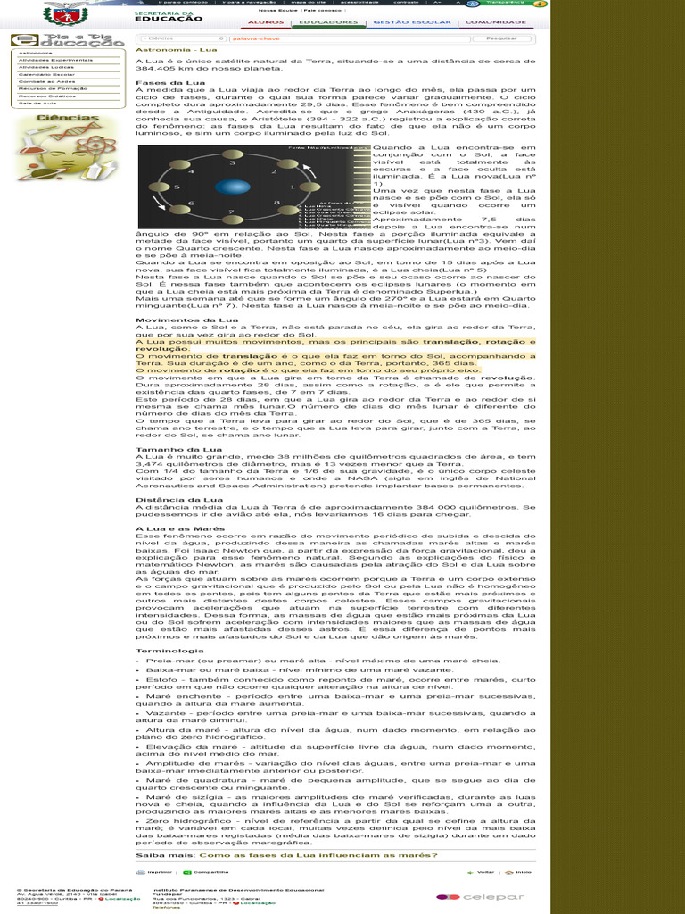 Astronomia - Lua - Disciplina - Ciências | PDF | Maré | Lua
