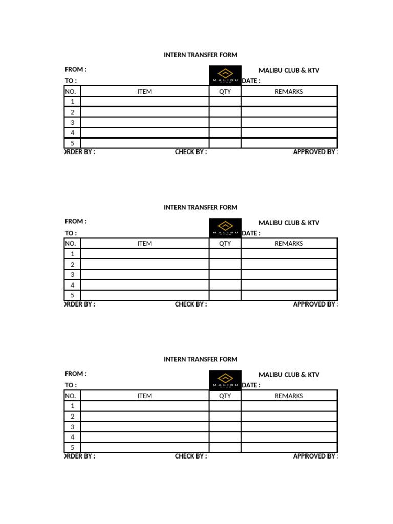 Intern Transfer Form | PDF