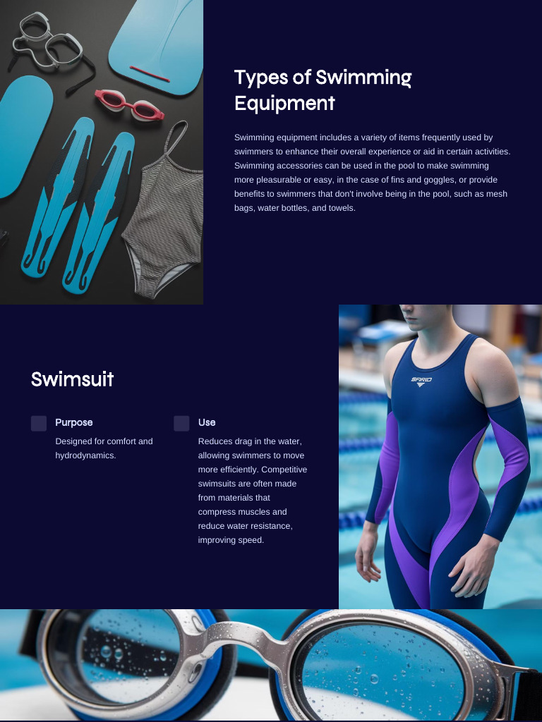 Essential Swimming Equipment Guide | PDF | Swimming | Swimming (Sport)