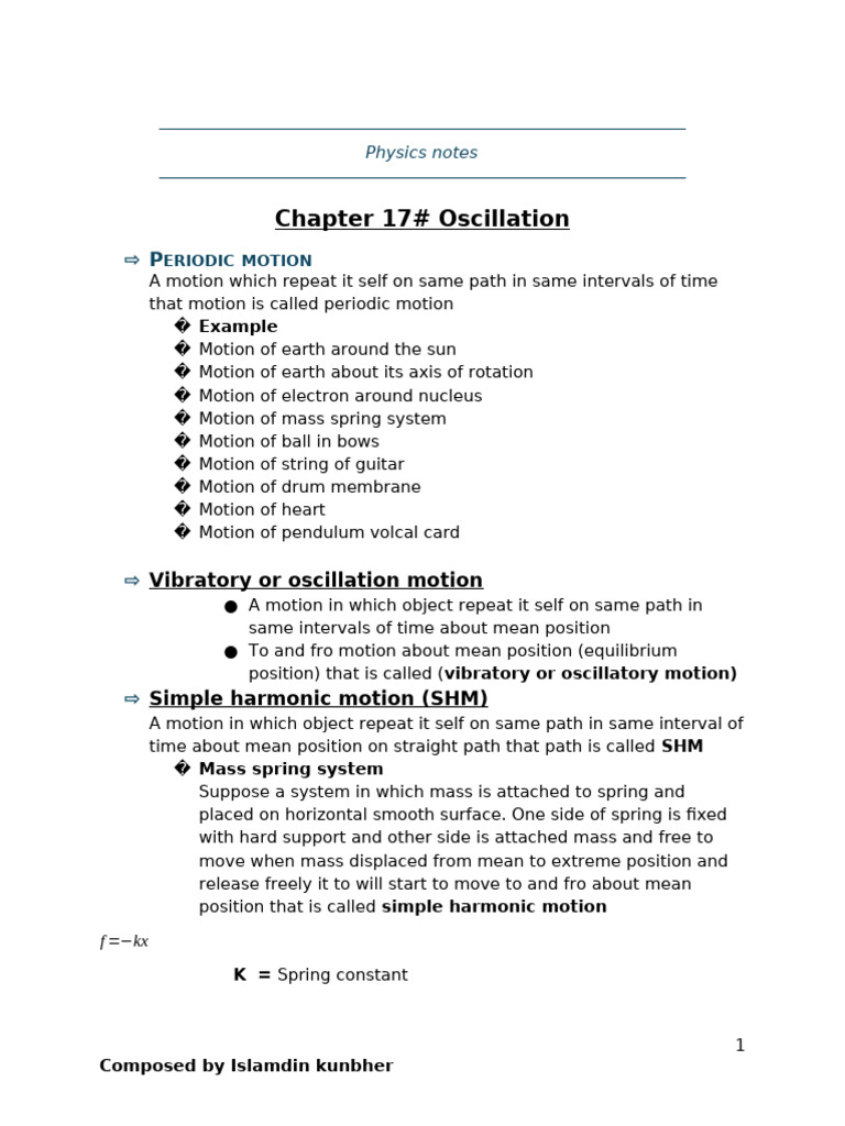 Physics Notes | PDF | Oscillation | Resonance