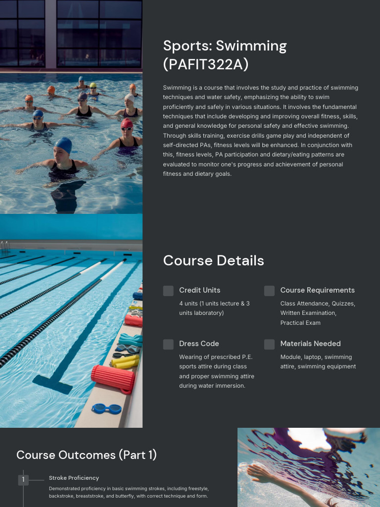 Sports-Swimming-PAFIT322A | PDF | Swimming | Physical Fitness