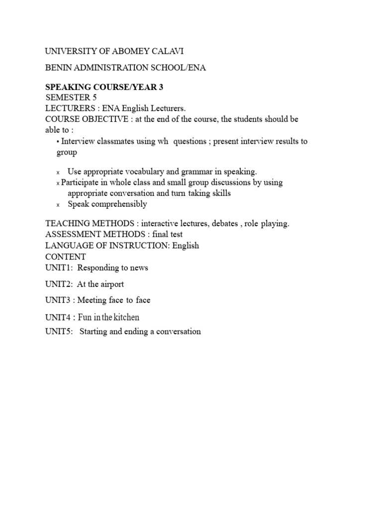 Speaking Year 3 | PDF