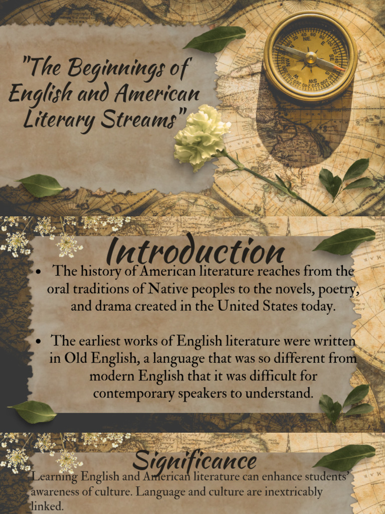 The Beginnings of English and American Literary Streams - 20250131 ...