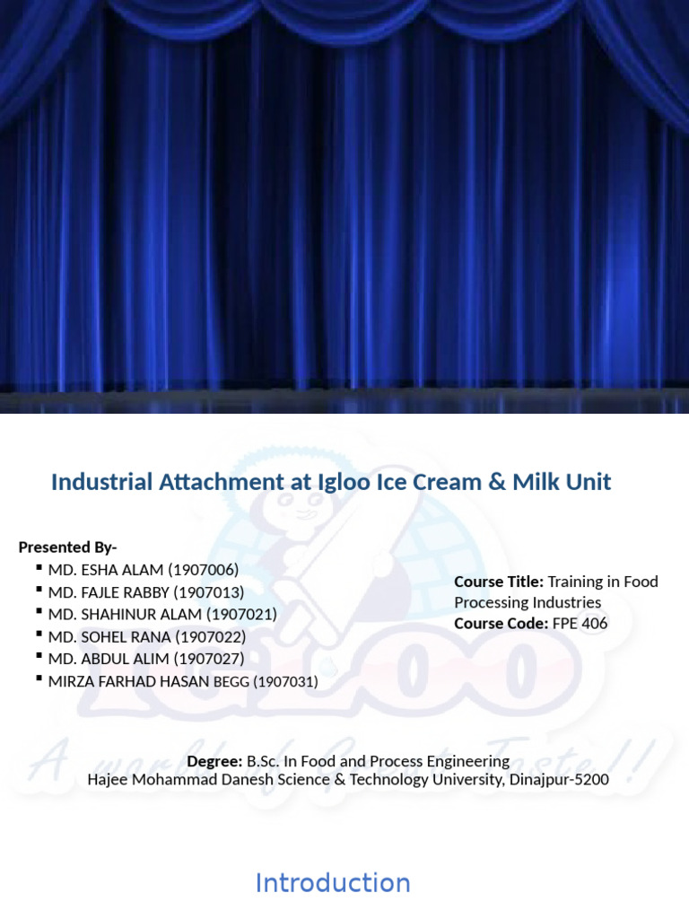 Igloo Internship Presentation | PDF | Milk | Refrigeration