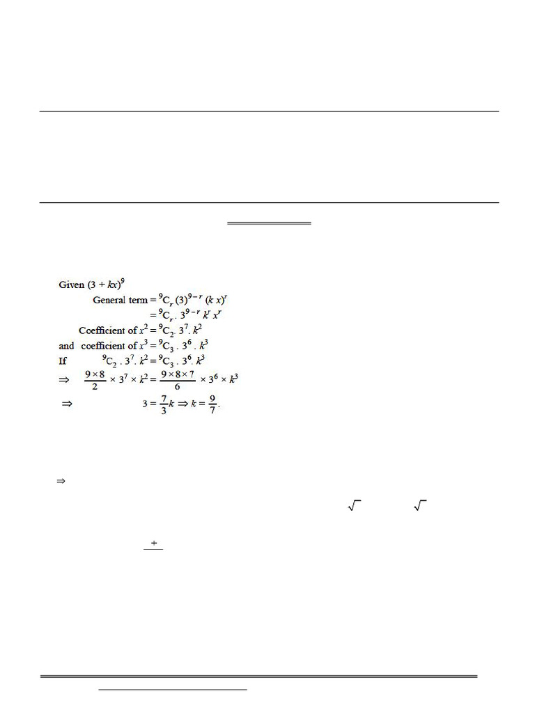 Maths Class Xi Chapter 07 Binomial Theorem Practice Paper 08 Answers | PDF | Numerical Analysis ...