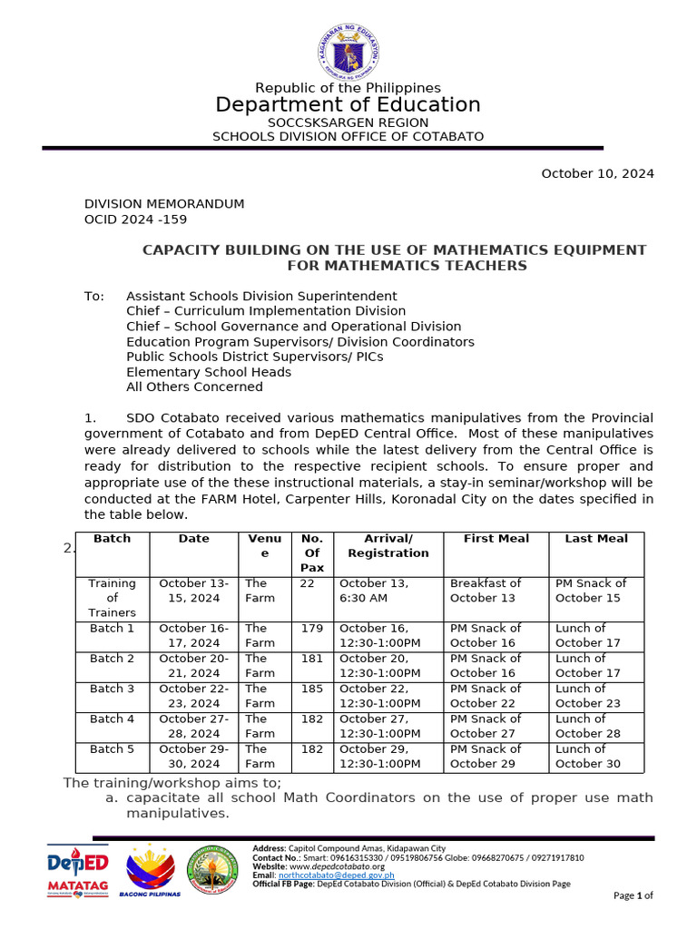 Capability Building On The Use of Mathematics Equipments For ...