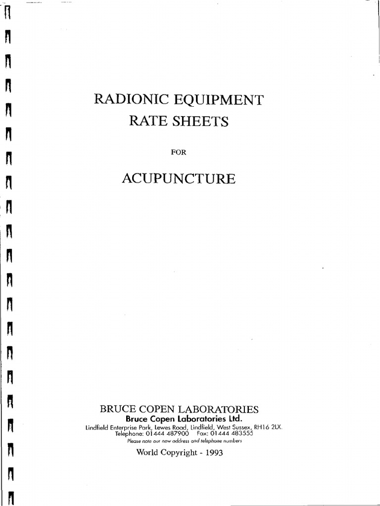 Copen Acupuncture - Radionic Equipment Rate Sheets | PDF | Meridian (Chinese Medicine) | Organ ...