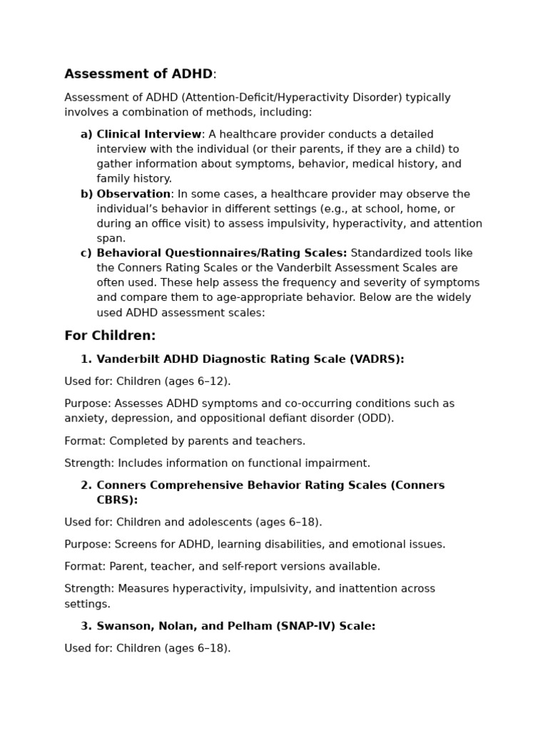 ADHD Assessment Methods Guide | PDF