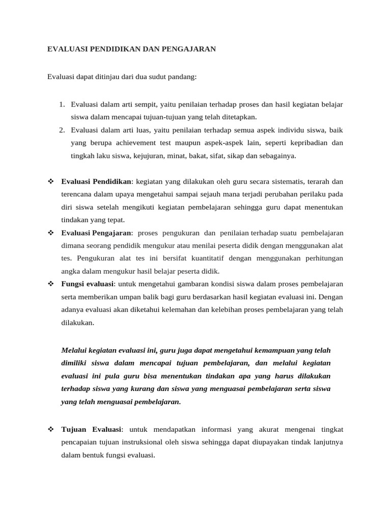 Evaluasi Pendidikan Dan Pengajaran | PDF