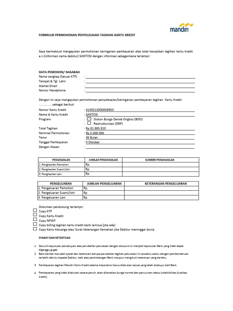 Form DRP Bapak Santosi Newww | PDF