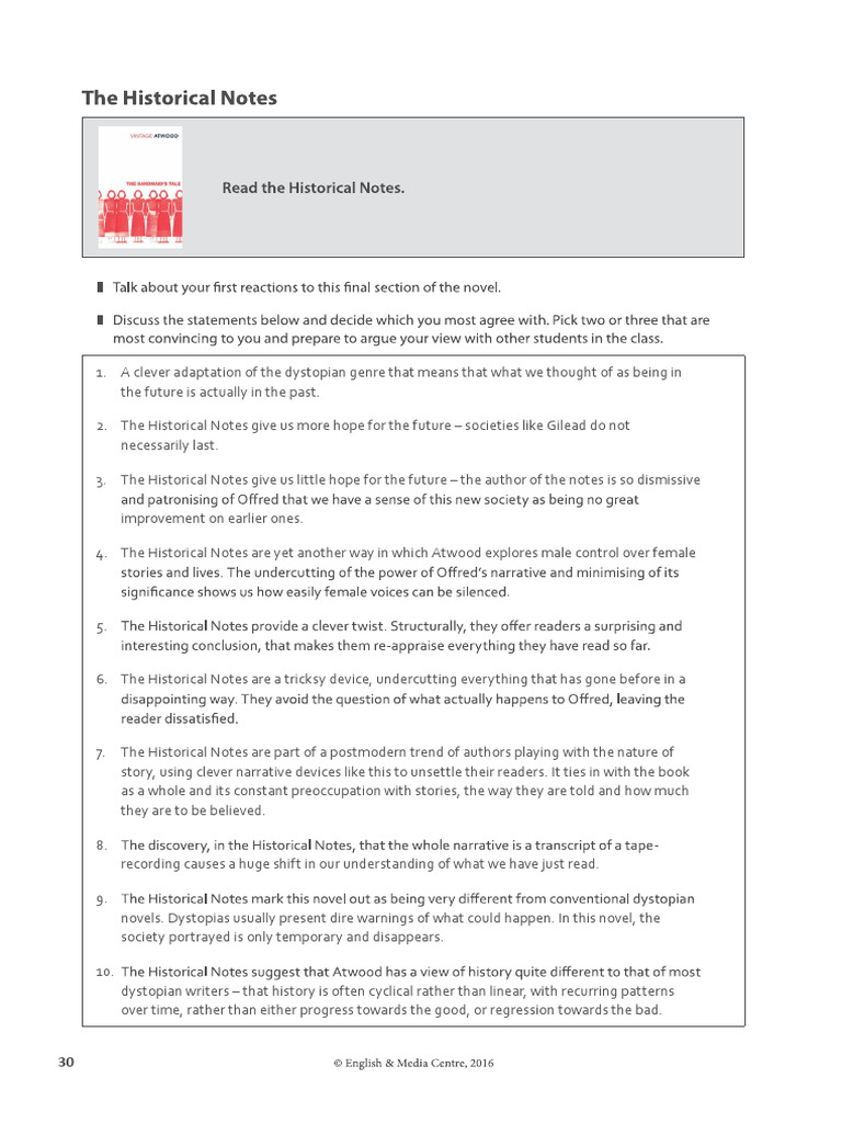 Atwood's Dystopia: Historical Notes Analysis | PDF