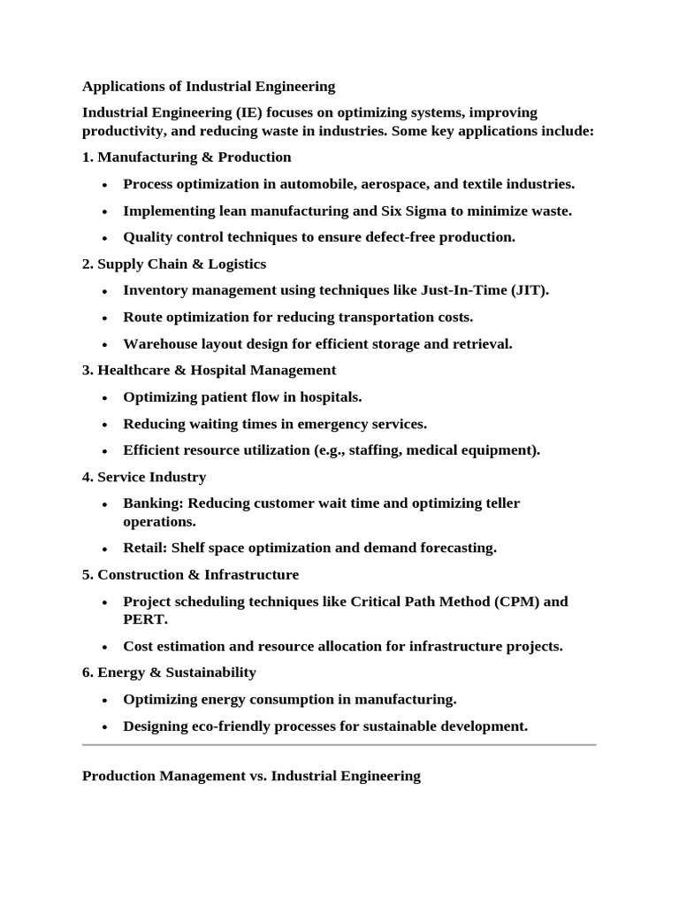 Appln IE | PDF | Lean Manufacturing | Industrial Engineering