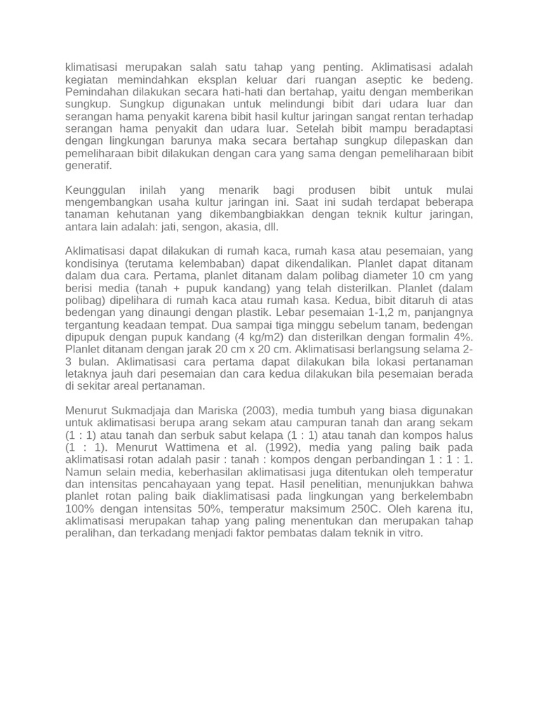 Proses Aklimatisasi Planlet Tanaman | PDF