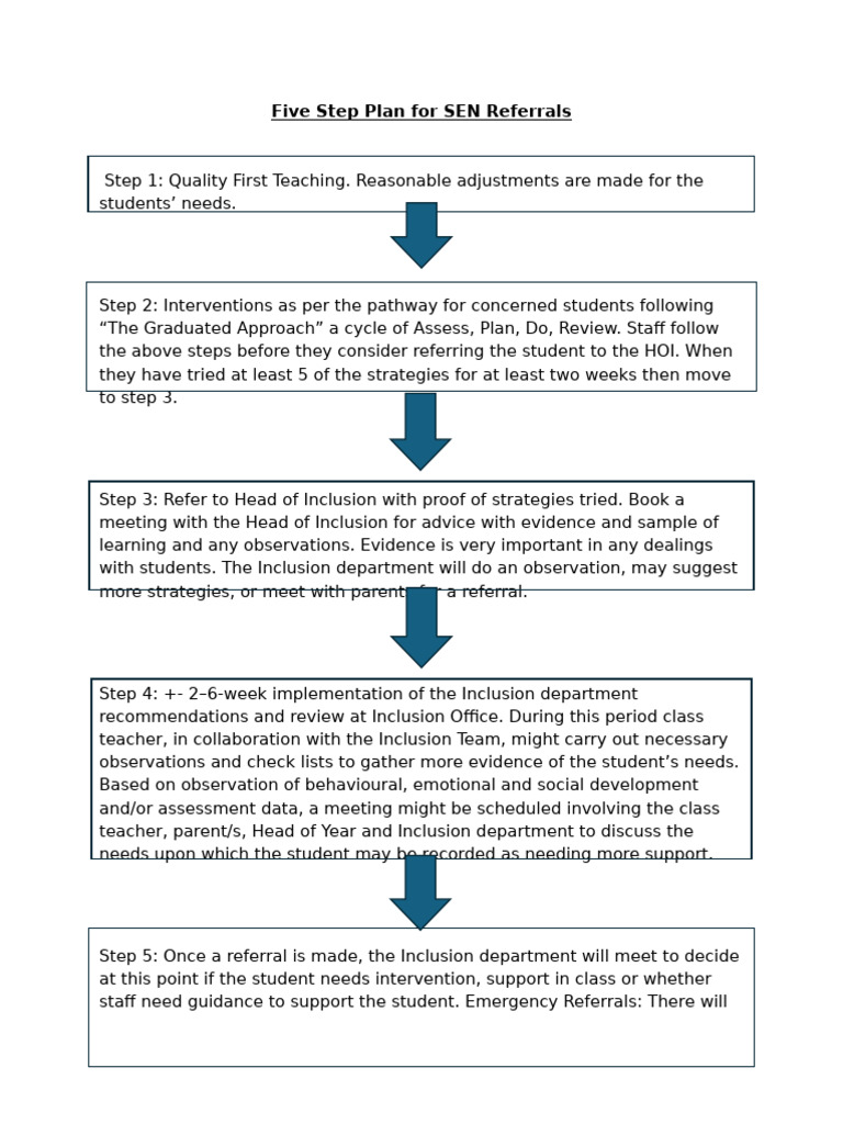 Five Step Plan For SEN Referrals | PDF