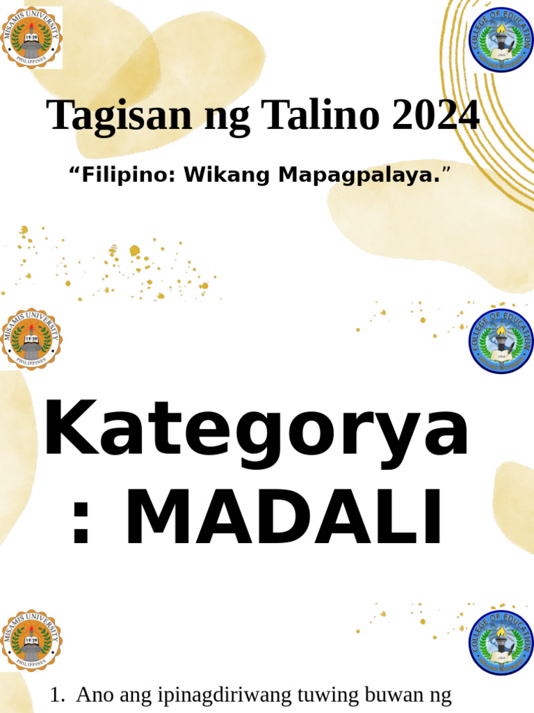 Mga Katanungan Sa Tagisan NG Talino | PDF