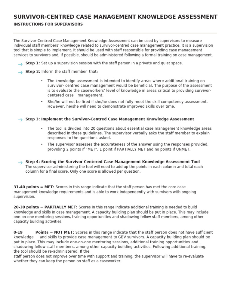 Survivor-Centered Case Management Assessment | PDF | Violence | Sexual ...