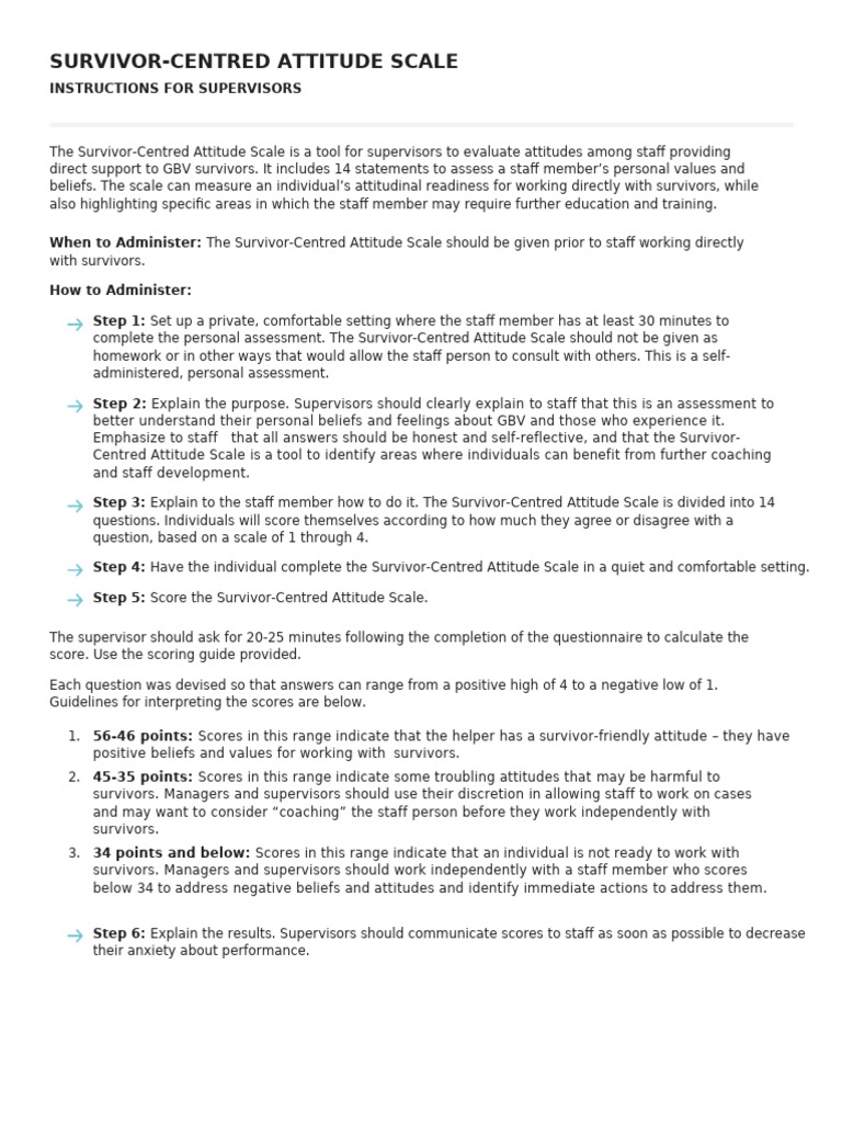Survivor-Centred Attitude Scale Guide | PDF | Attitude (Psychology) | Rape