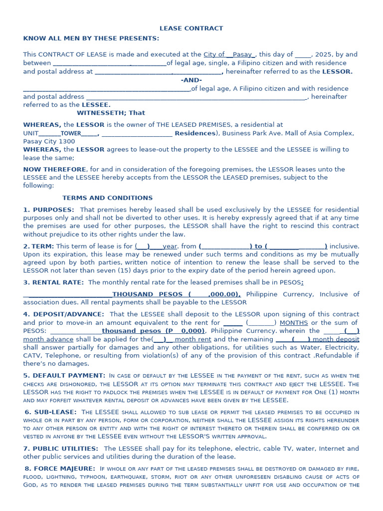 Lease Contract 2025 | PDF | Lease | Common Law