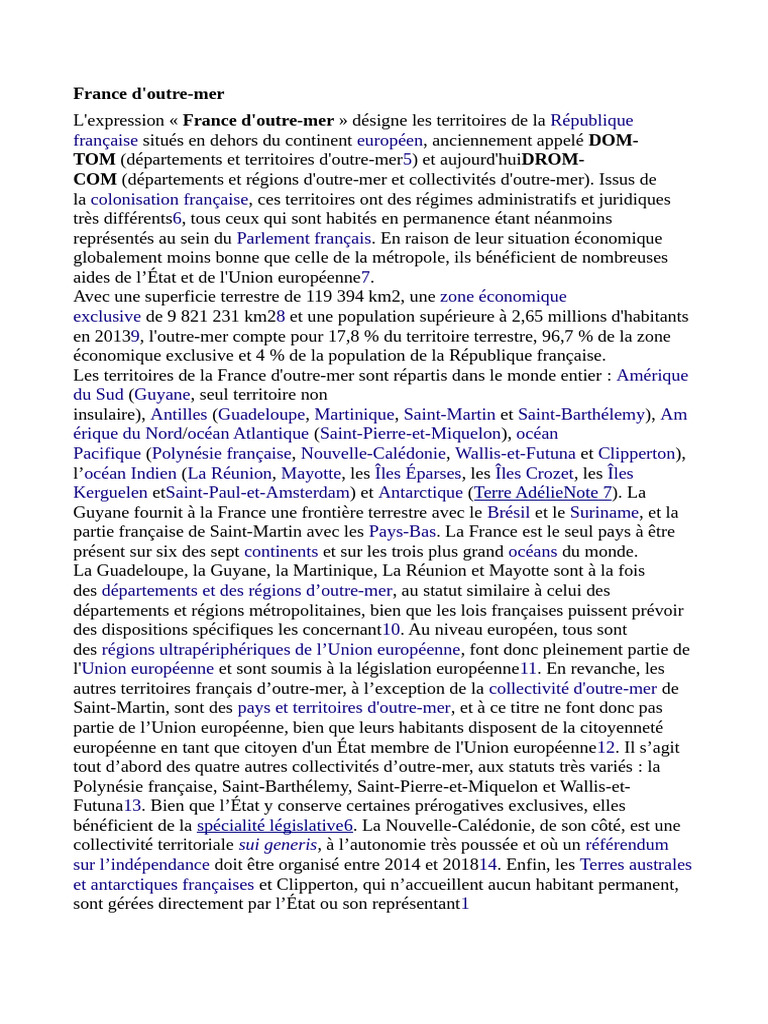 Comprendre la France d'outre-mer | PDF | France