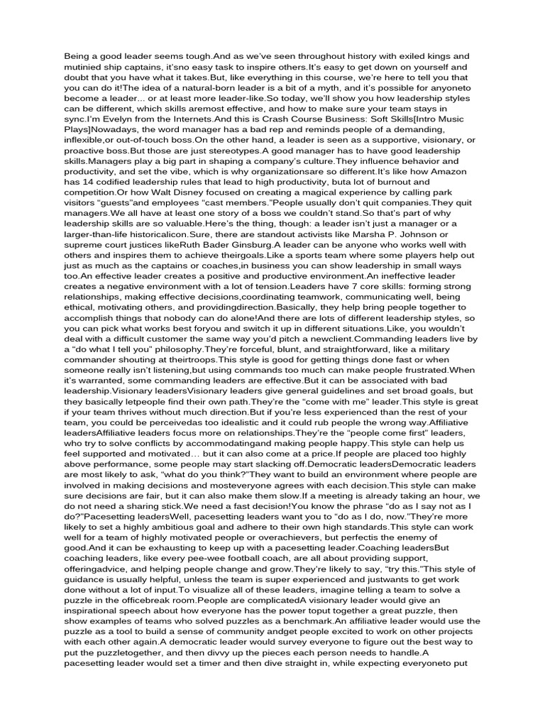 CWTS Activity Leadership Video | PDF | Leadership