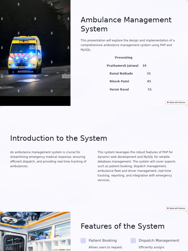 Ambulance System Design & Features | PDF | Ambulance | Web Development
