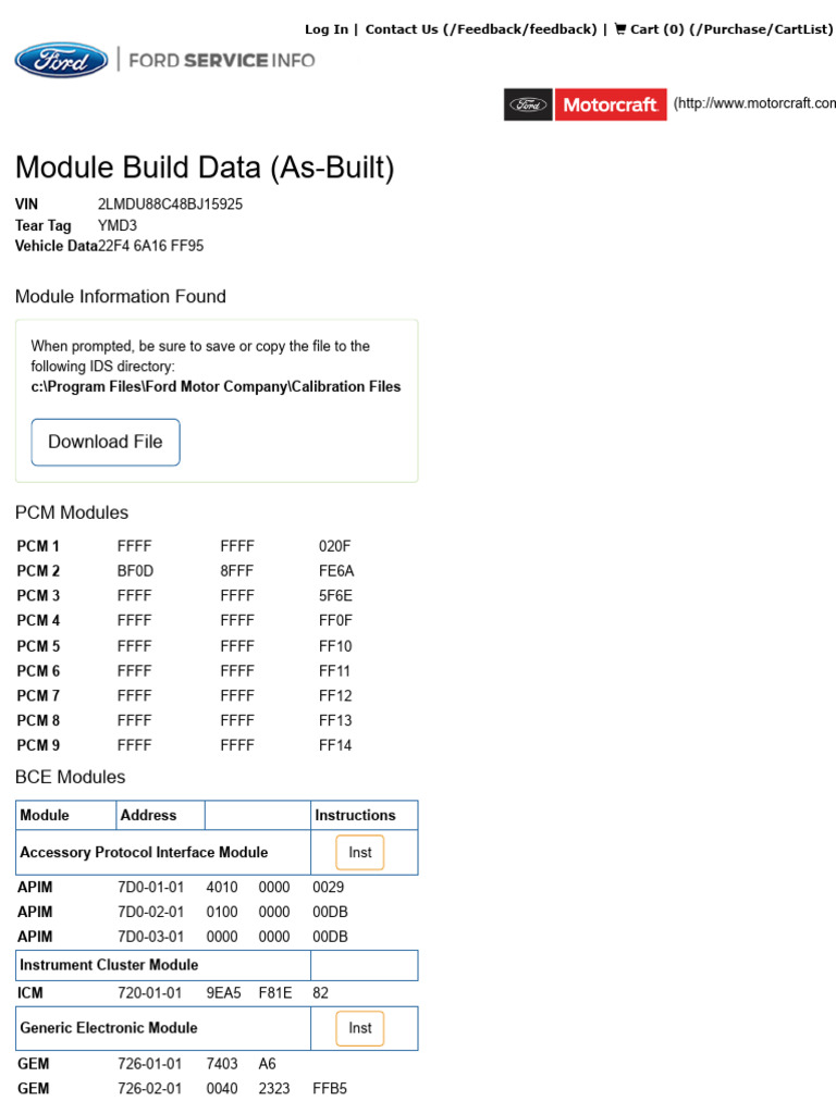 Ford Module Build Data Details | PDF | Electrical Engineering ...