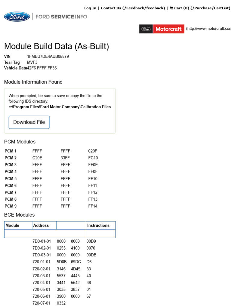 Ford As-Built Module Data Download | PDF | Computing
