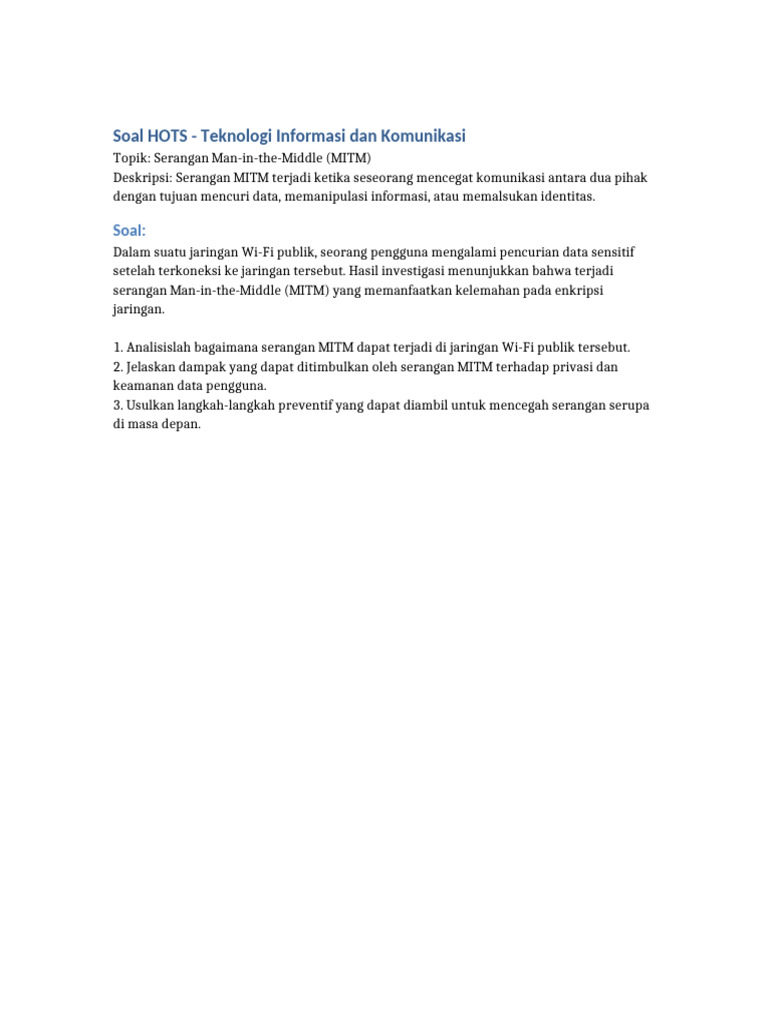 Soal Hots Mitm | PDF