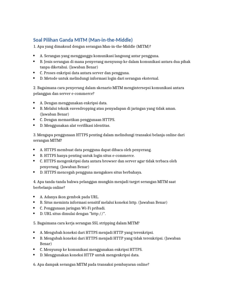 Soal dan Jawaban Serangan MITM | PDF