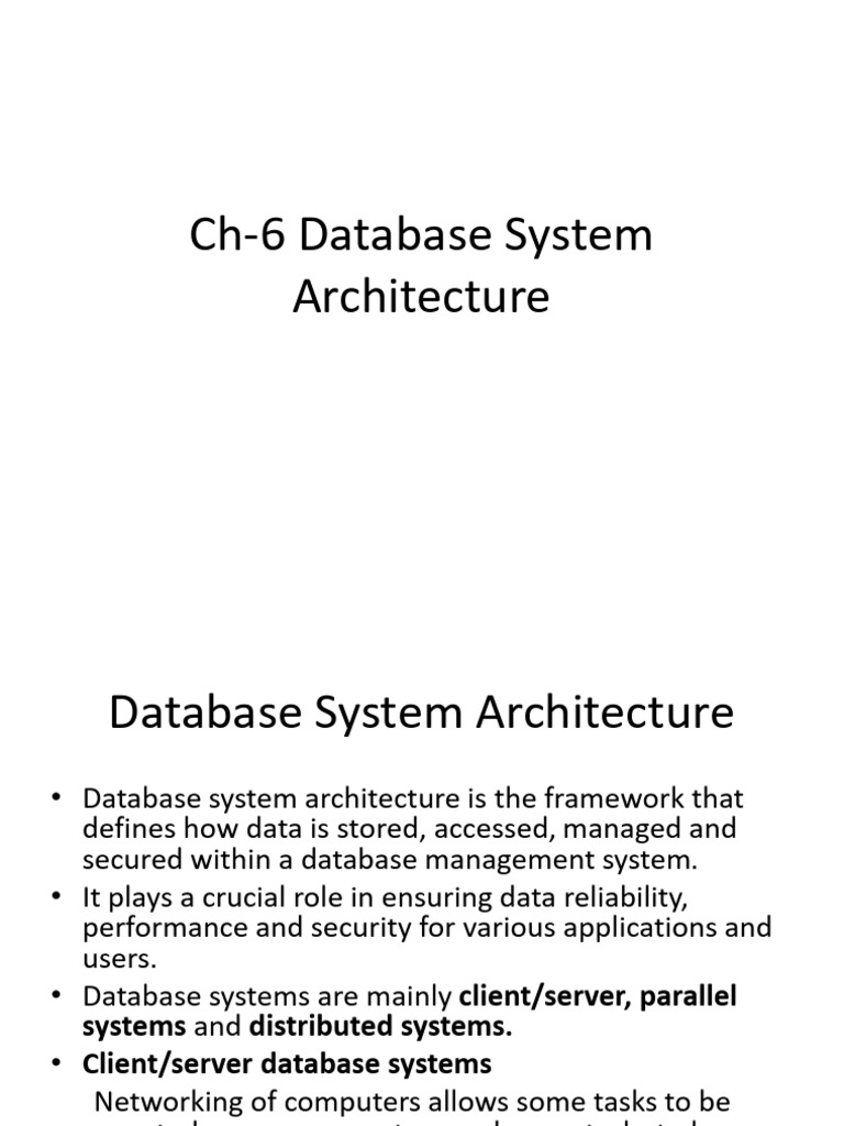 Ch-6 Database System Architecture | PDF | Client–Server Model | Databases