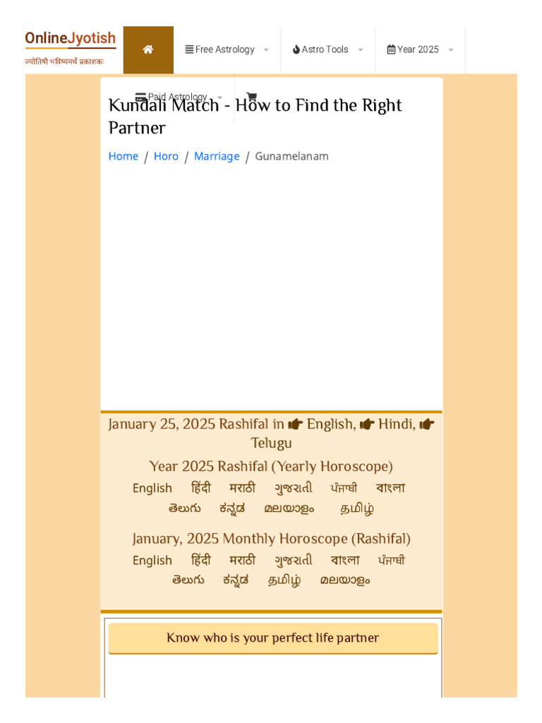 Kundali Match - How To Find The Right Partner | PDF
