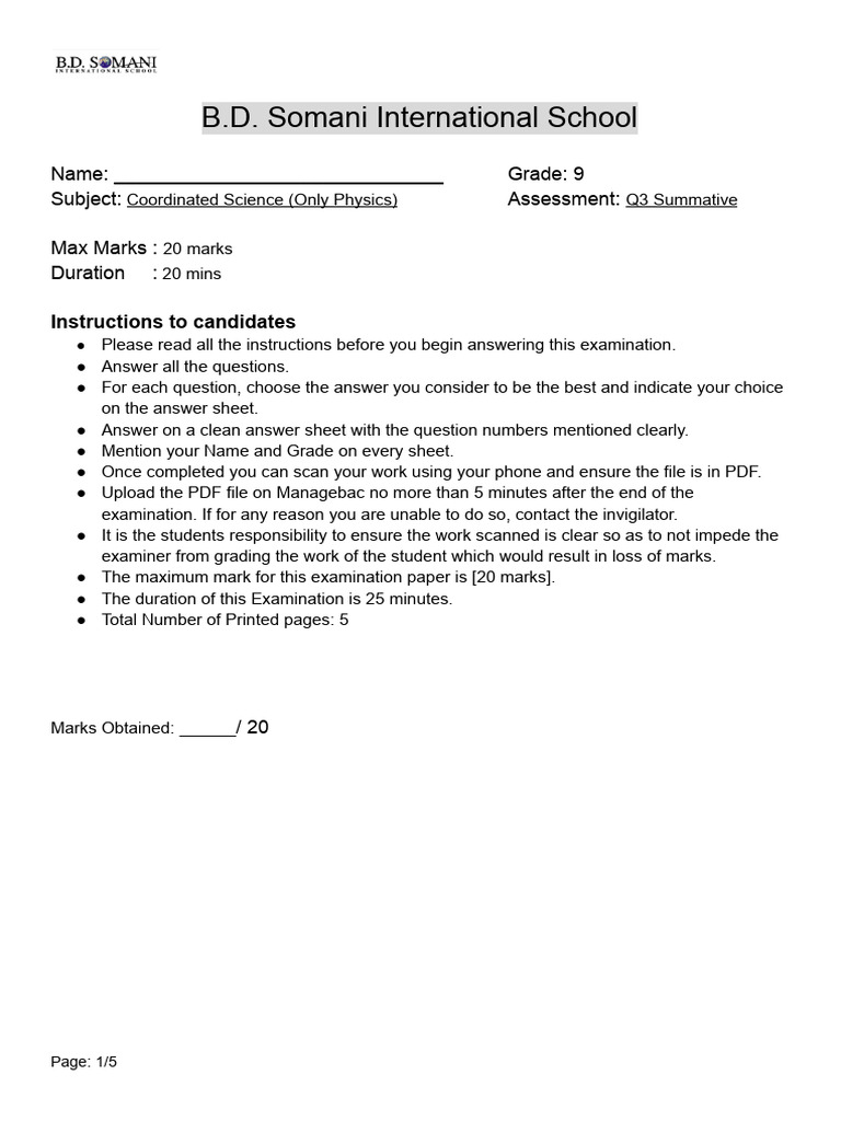 G9 Practice Summative Paper Q3 | PDF | Force | Potential Energy