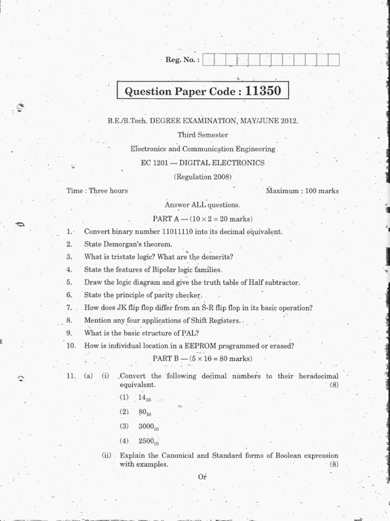 ECE-AM-2012-EC1201-DIGITAL ELECTRONICS-737168348-EC1201 (Full Permission) | PDF | Digital ...