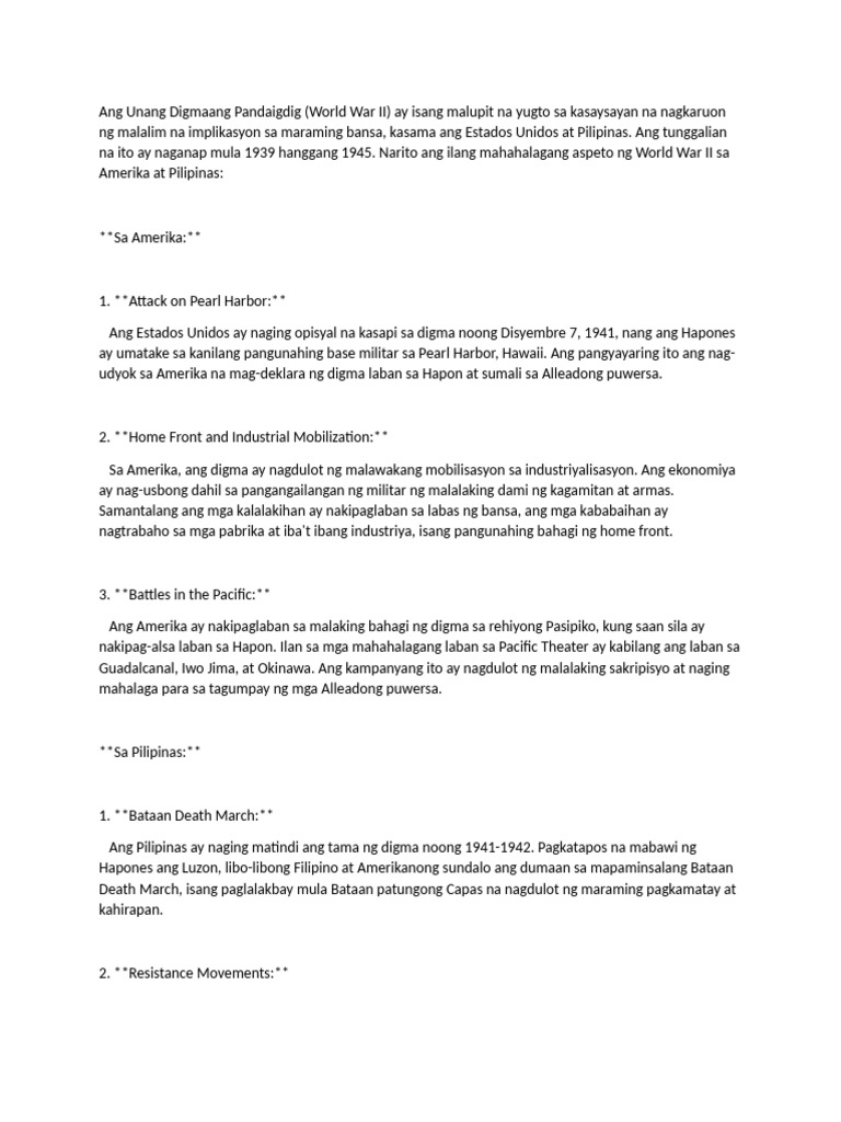 Ang Unang Digmaang Pandaigdig | PDF